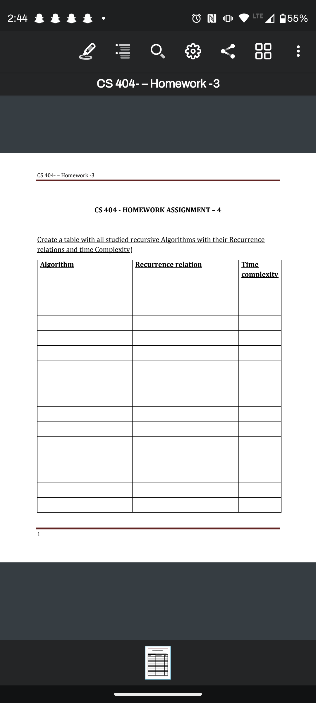 Solved Create a table with all studied recursive Algorithms | Chegg.com