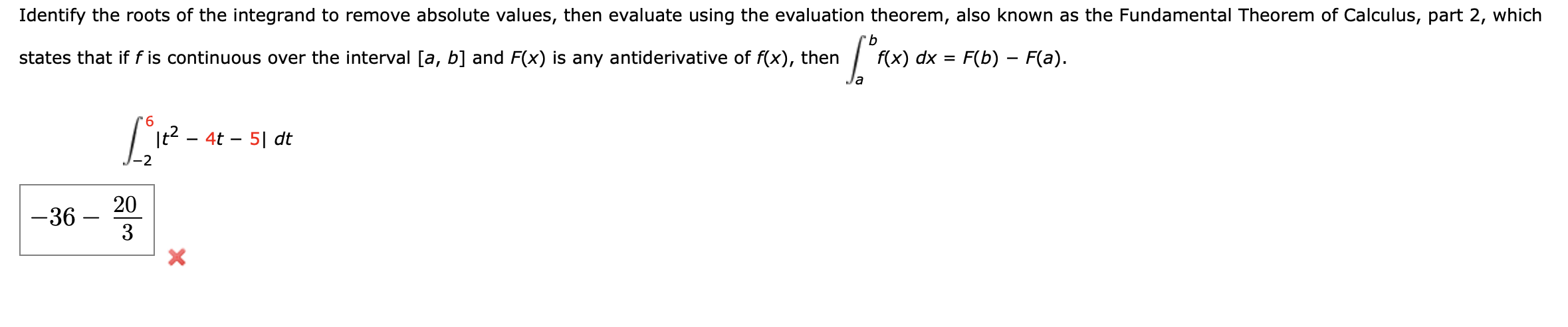Solved Identify the roots of the integrand to remove | Chegg.com