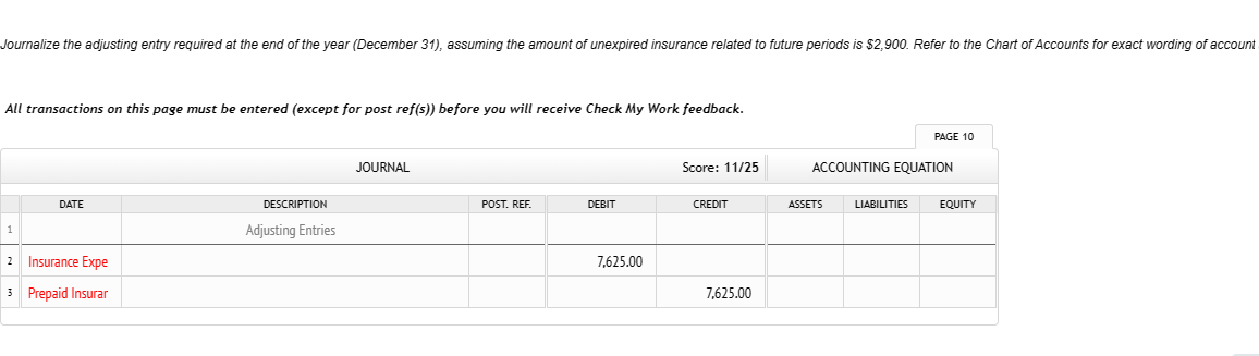 Solved The prepaid insurance account had a beginning balance | Chegg.com