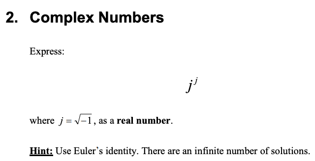 Solved Complex Numbers Express: jj where j=−1, as a real | Chegg.com