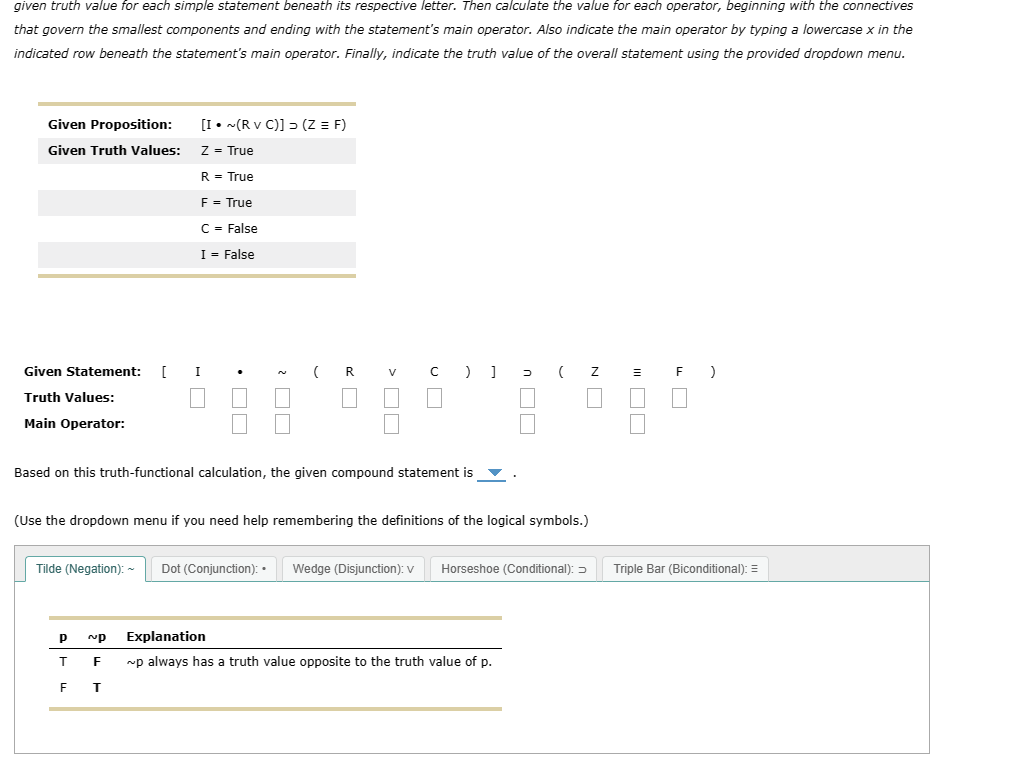 given truth value for each simple statement beneath | Chegg.com