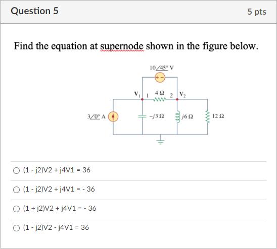 Solved Question 5 Find the equation at supernode shown in | Chegg.com