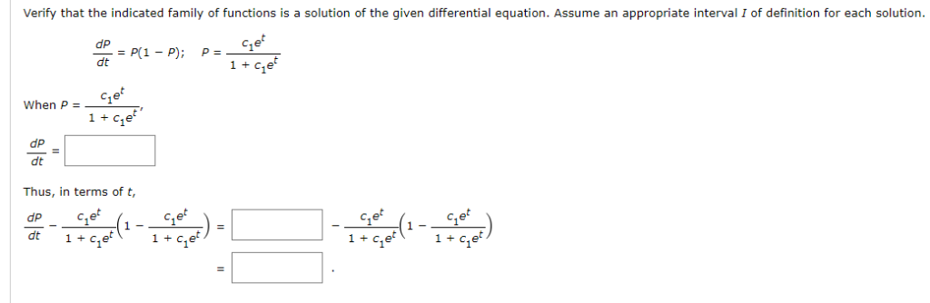 Solved Verify that the indicated family of functions is a | Chegg.com