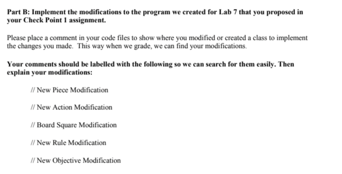 Part B: Implement the modifications to the program we | Chegg.com