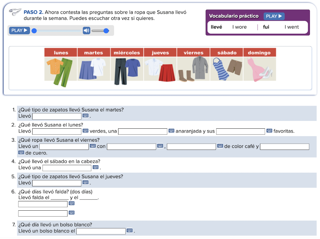 PASO 2. Ahora contesta las preguntas sobre la ropa | Chegg.com