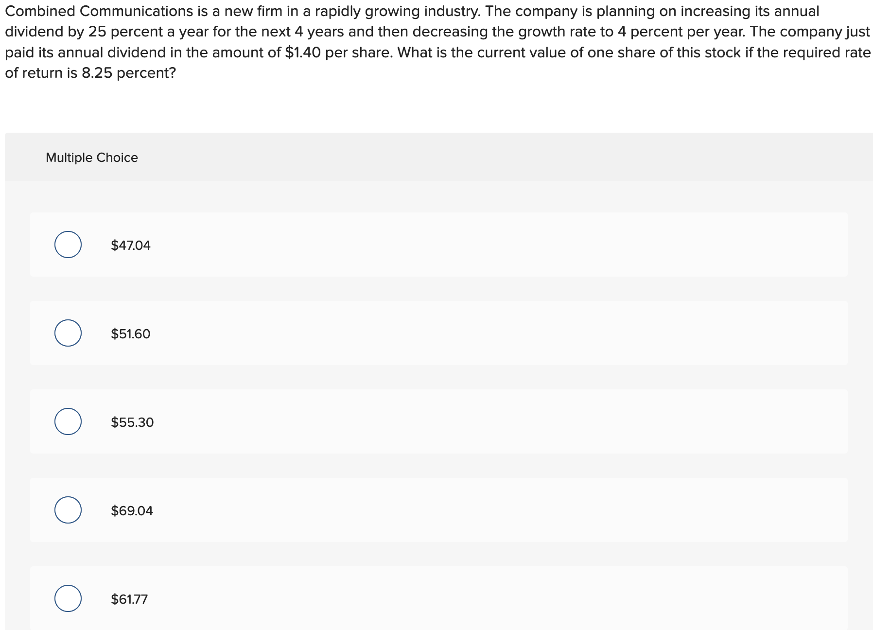Solved Combined Communications is a new firm in a rapidly | Chegg.com