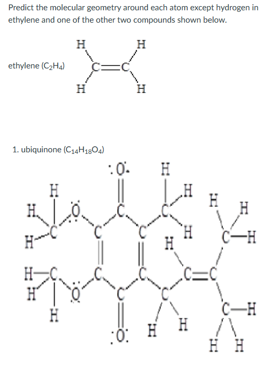 Solved Predict the molecular geometry around each atom | Chegg.com