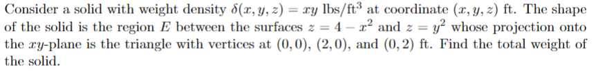 Solved Consider a solid with weight density | Chegg.com