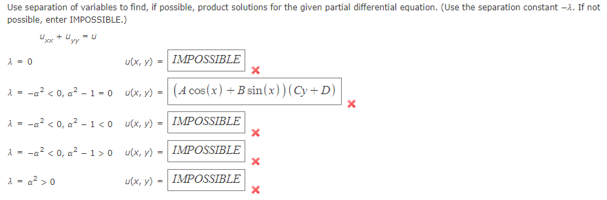 Solved Use separation of variables to find, if possible, | Chegg.com