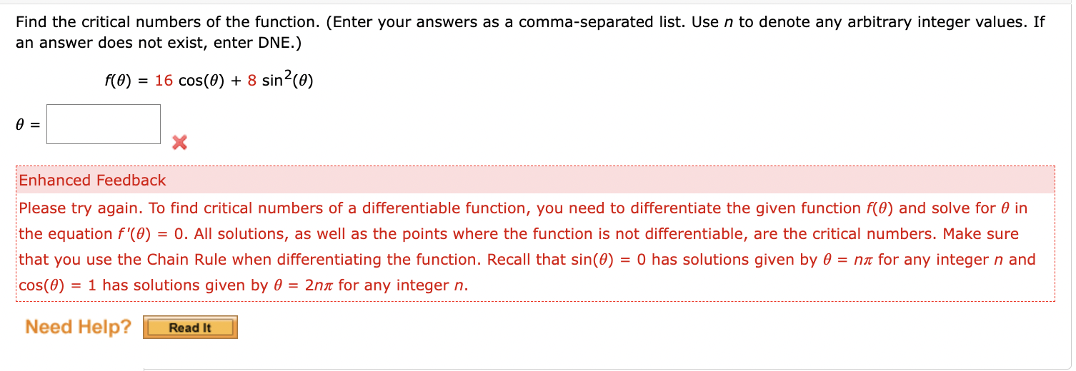 Solved Find the critical numbers of the function. (Enter | Chegg.com