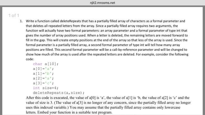 Solved njit2.mrooms.net 1 of 1 Write a function called | Chegg.com