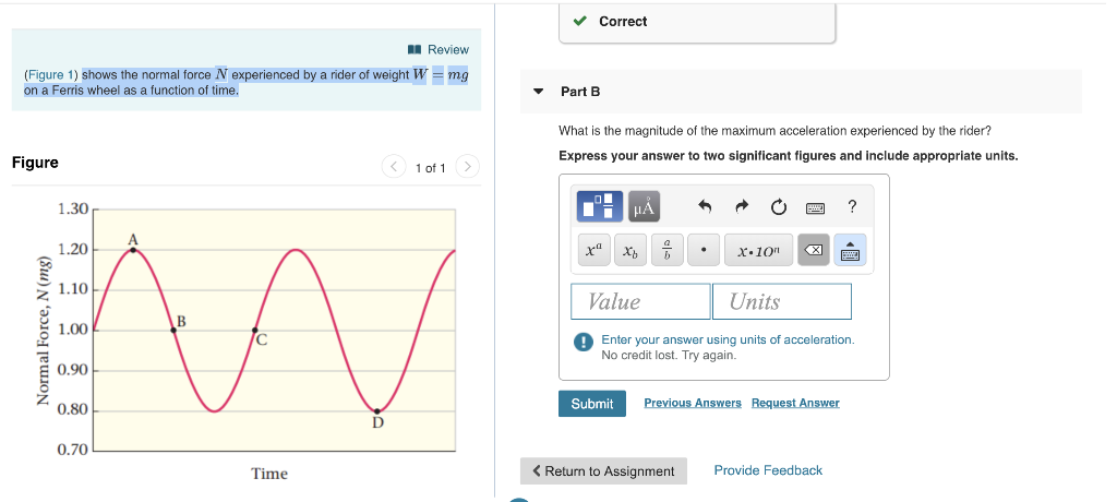 Solved shows the normal force N experienced by a rider of | Chegg.com