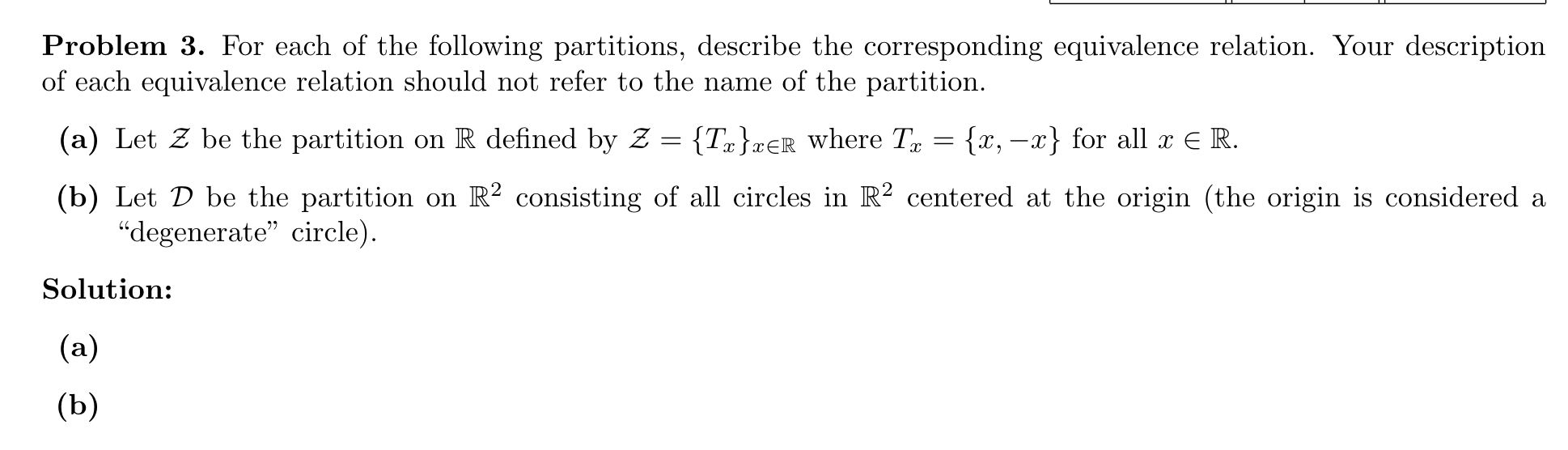 Solved Problem 3. For each of the following partitions, | Chegg.com
