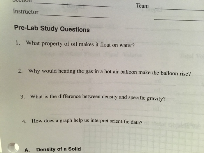 Solved Team Instructor Pre-Lab Study Questions 1. What | Chegg.com