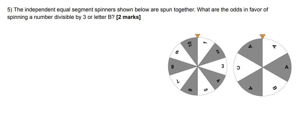 Solved 5) The independent equal segment spinners shown below | Chegg.com