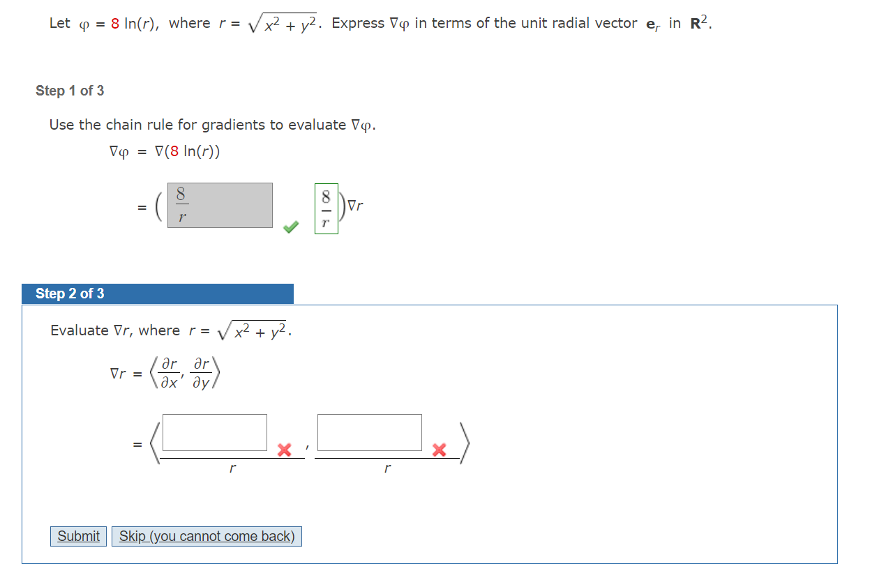 Solved Let q = 8 In[r), where r = x2 + y2. Express q in | Chegg.com