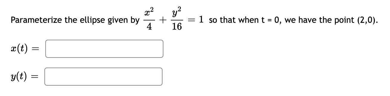 Solved Parameterize the ellipse given by 4x2+16y2=1 so that | Chegg.com