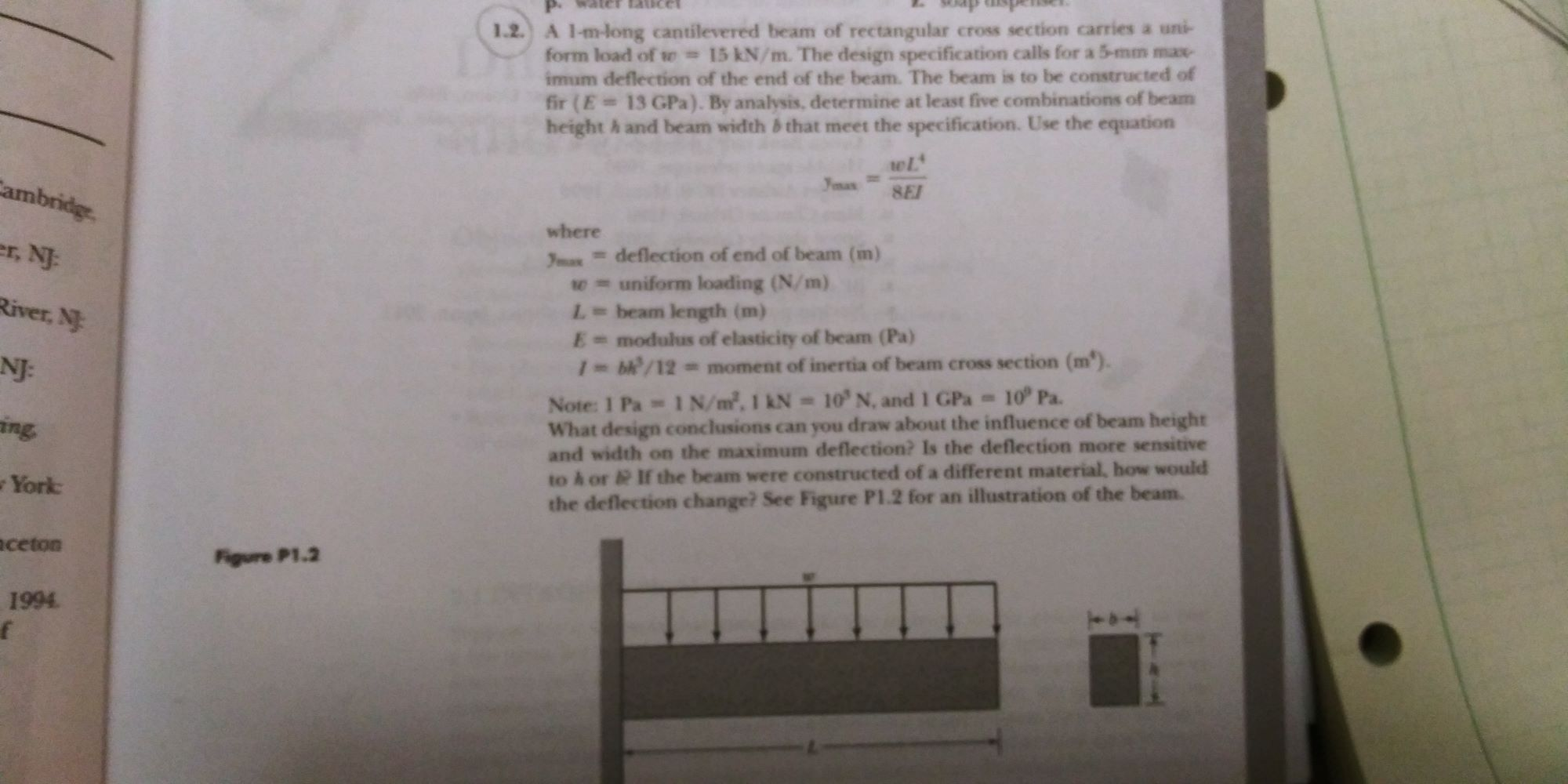 Solved A l-m-long cantilevered beam of rectangular cross | Chegg.com