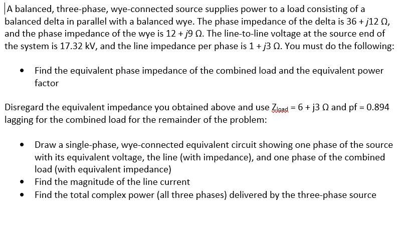 Solved A balanced, three-phase, wye-connected source | Chegg.com