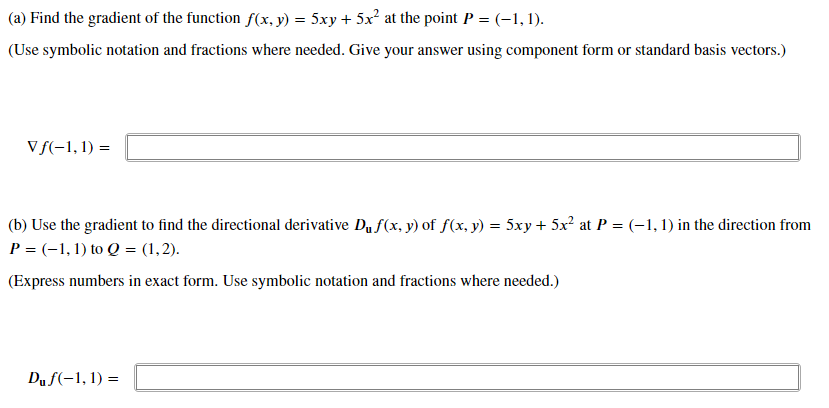 Solved (a) Find the gradient of the function f(x, y) = 5xy + | Chegg.com