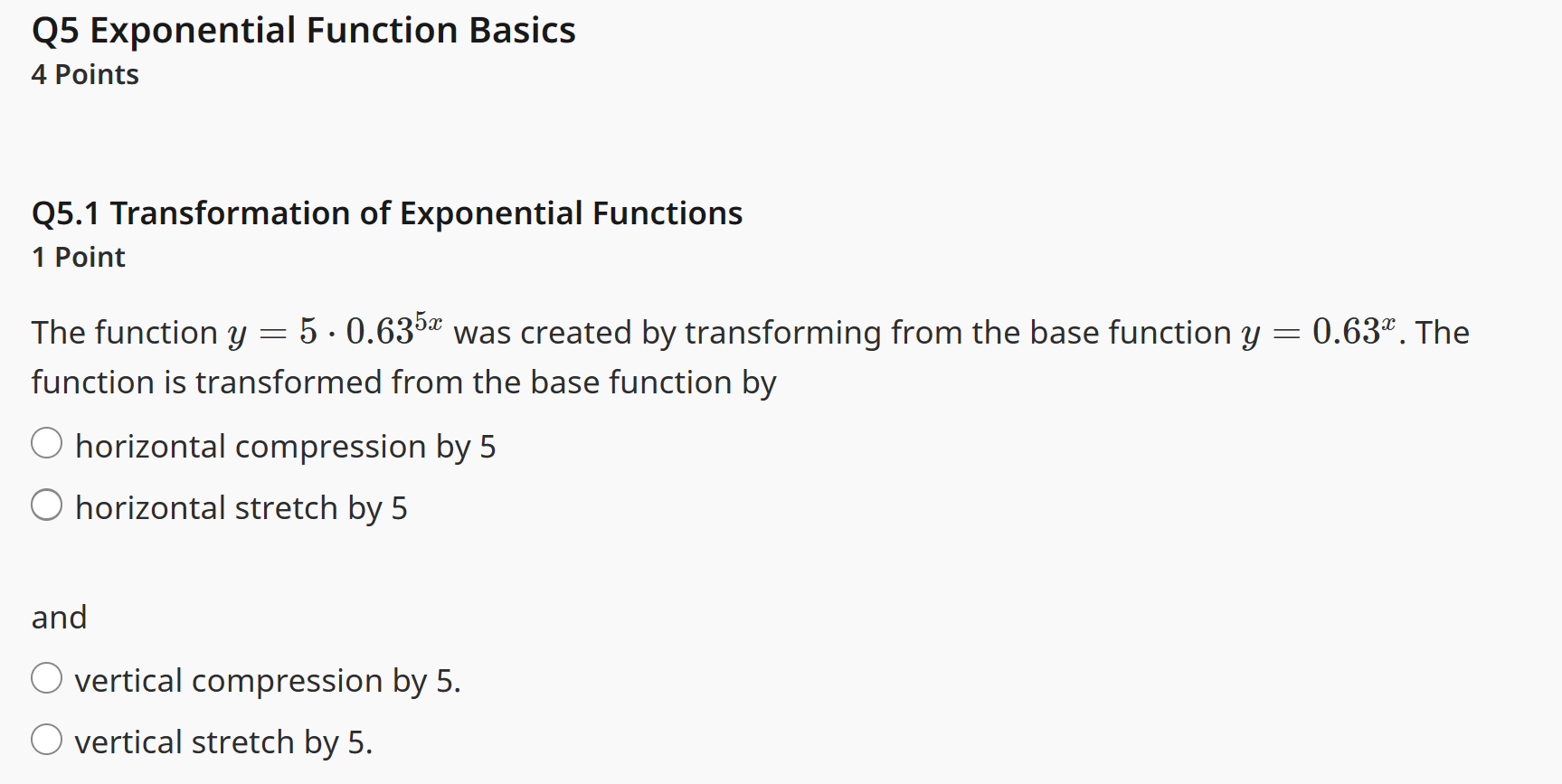 Solved Q5 Exponential Function Basics 4 Points Q5.1 | Chegg.com