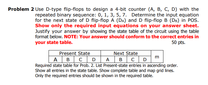 Solved Problem 2 Use D-type flip-flops to design a 4-bit | Chegg.com