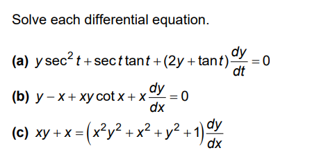 Solved Solve each differential equation. (a) | Chegg.com