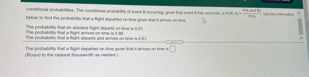 Solved P(A and B) conditional probabilities. The conditional | Chegg.com