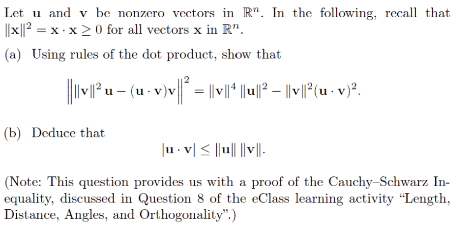 Solved Let u ﻿and v ﻿be nonzero vectors in Rn. ﻿In the | Chegg.com
