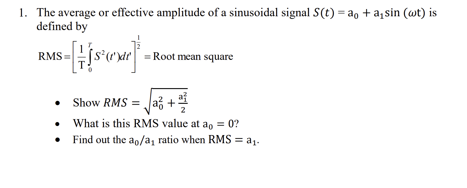 Solved The average or effective amplitude of a sinusoidal | Chegg.com