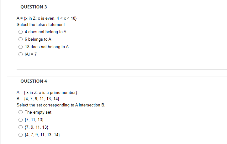 Solved QUESTION 3 A = {x in Z: x is even, 4 | Chegg.com