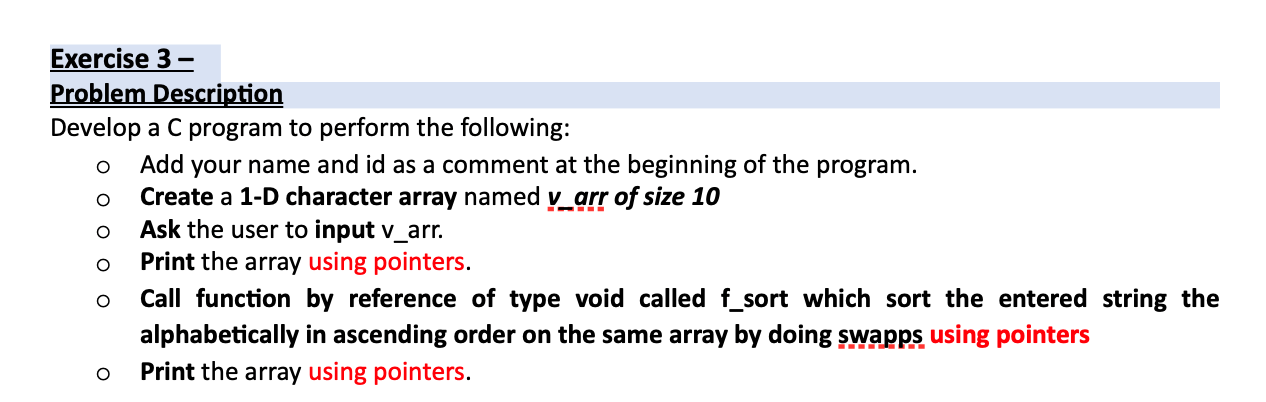 Solved O O Exercise 3 - Problem Description Develop a C | Chegg.com