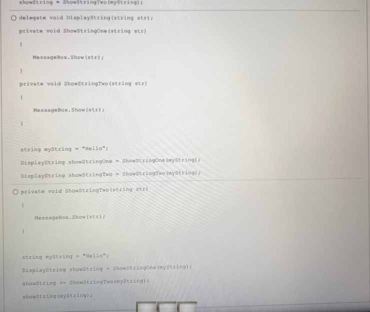 Solved O private void showString Two (string str) | Chegg.com