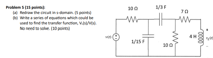Problem 5 (15 ﻿points):(a) ﻿Redraw the circuit in | Chegg.com