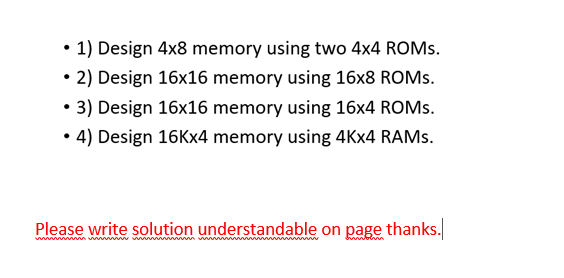 Solved • 1) Design 4x8 memory using two 4x4 ROMs. • 2) | Chegg.com