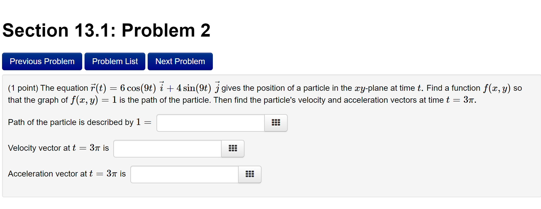 Solved Section 13.1: Problem 2 Previous Problem Problem List | Chegg.com