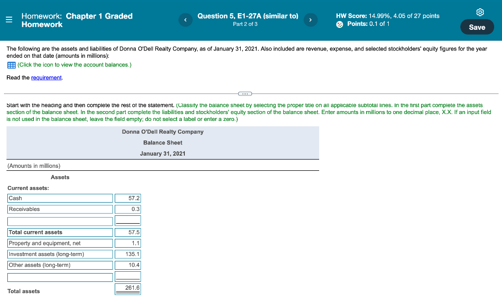 Solved Homework: Chapter 1 Graded Homework Question 5, | Chegg.com