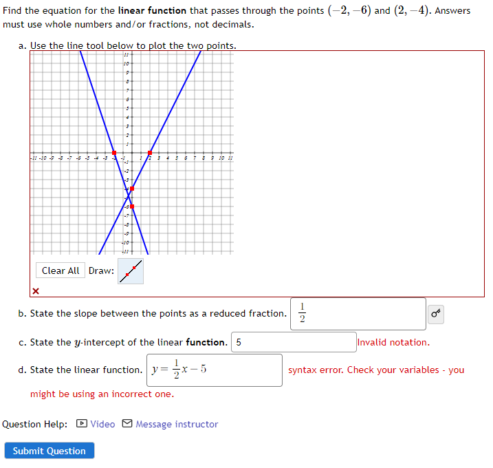 Solved Find the equation for the linear function that passes | Chegg.com