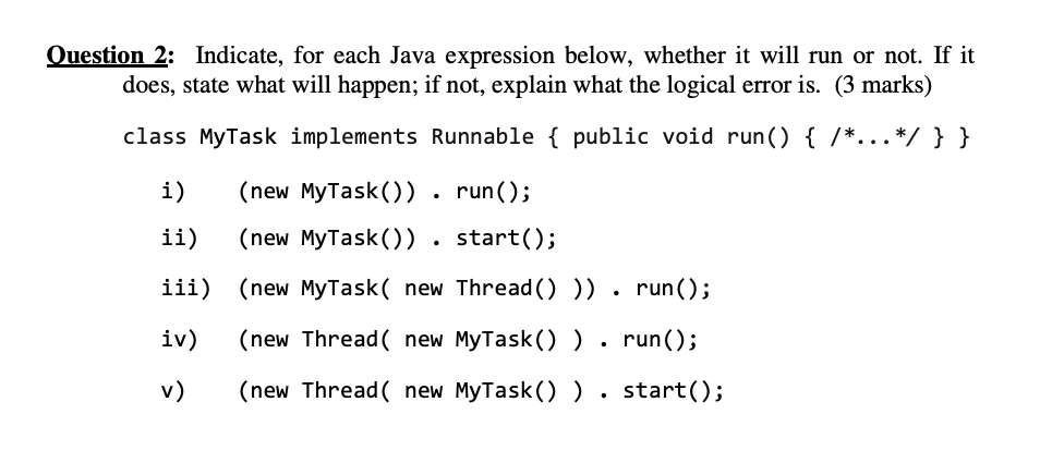 Solved Question 2: Indicate, for each Java expression below, | Chegg.com