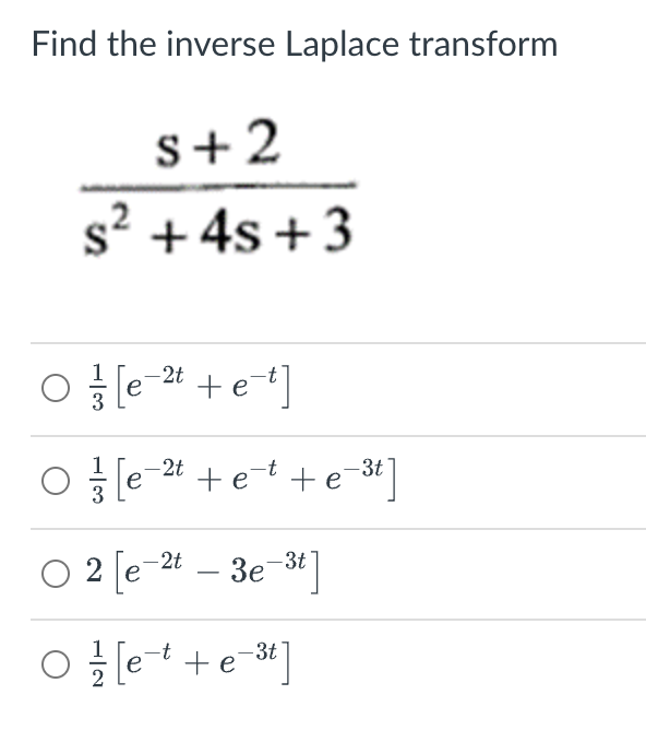 Solved Find the inverse Laplace | Chegg.com