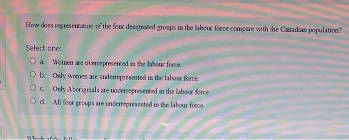 Solved How does representation of the four designated groups | Chegg.com