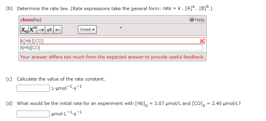 Solved (b) Determine the rate law. (Rate expressions take | Chegg.com
