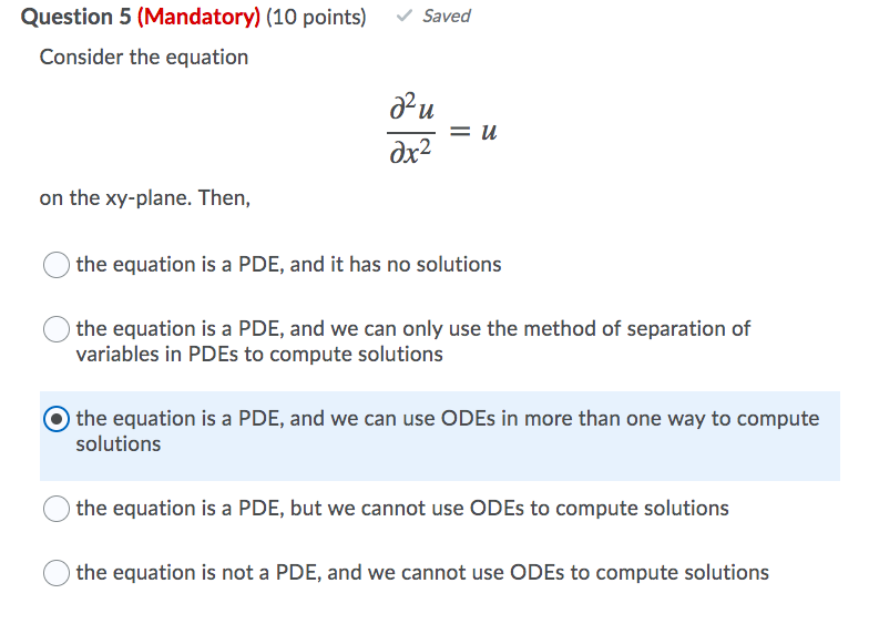 Solved Question 5 (Mandatory) (10 points) Saved Consider the | Chegg.com
