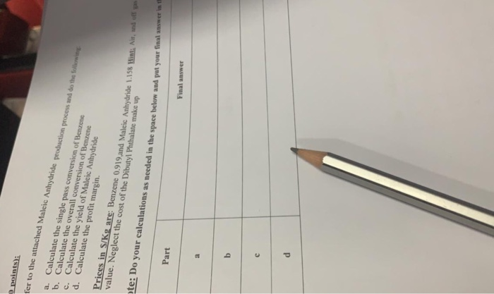 fer to the a. Calculate the single pass conversion of | Chegg.com