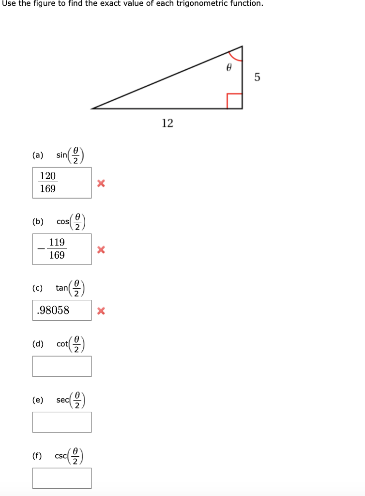 Solved Use the figure to find the exact value of each | Chegg.com