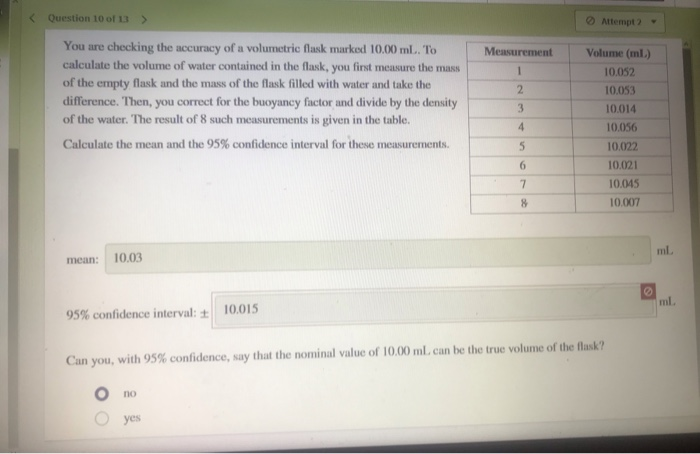 Solved Attempt 2 e checking the accuracy of a volumetric | Chegg.com