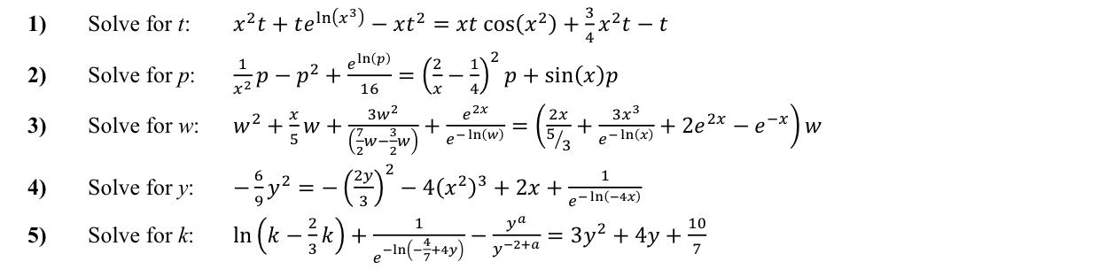 Solved PART II. Multi-Variate Equations For each of the | Chegg.com