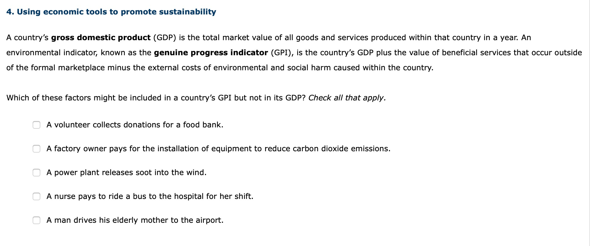 Solved 4. Using economic tools to promote sustainability A | Chegg.com