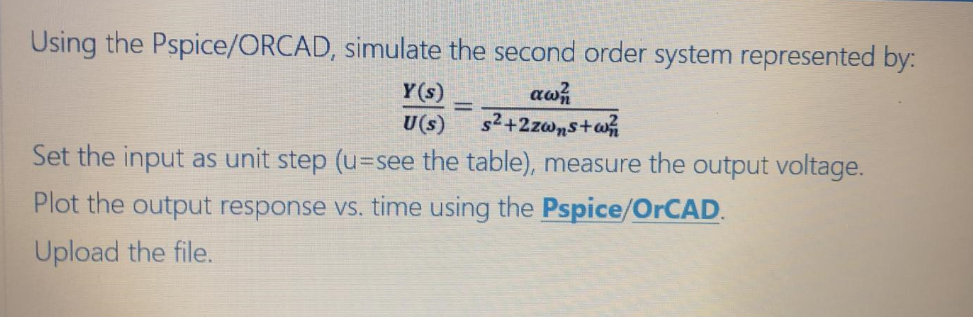 Solved Using the Pspice/ORCAD, simulate the second order | Chegg.com