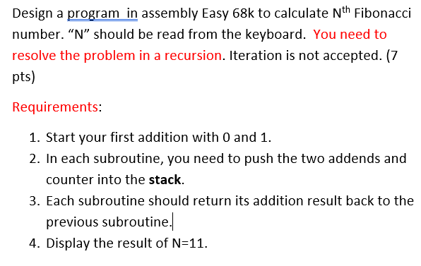 Solved Design a program in assembly Easy 68k to calculate | Chegg.com
